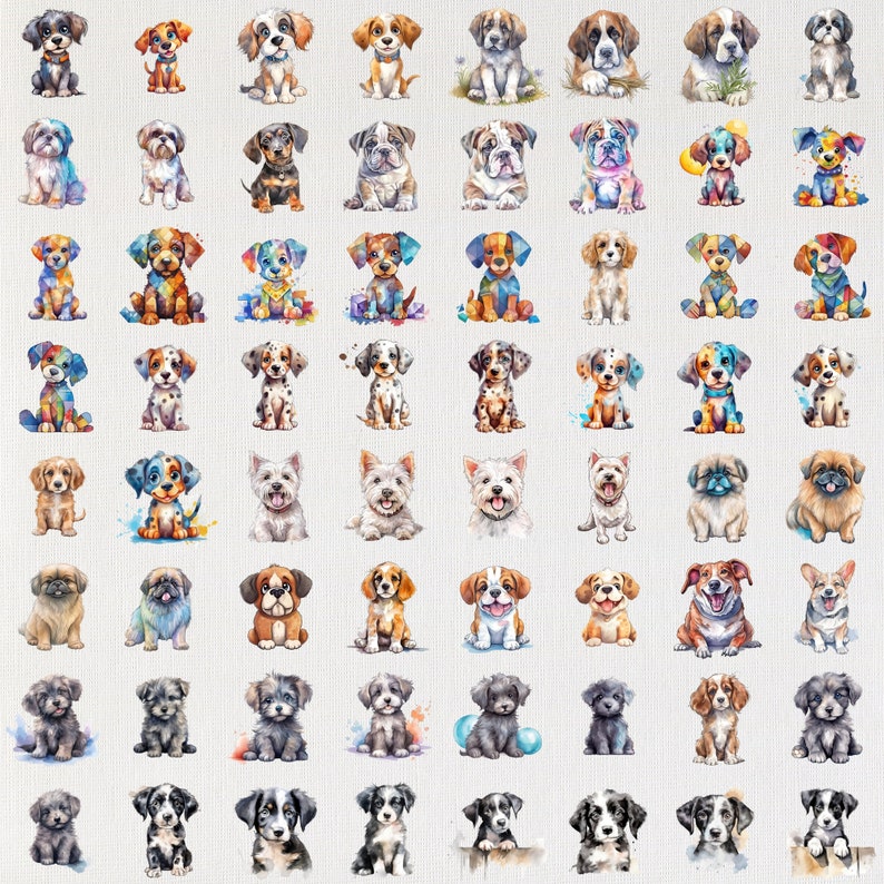500 Puppy Clipart Bundle PNG Images Digital Scrapbooking - Etsy