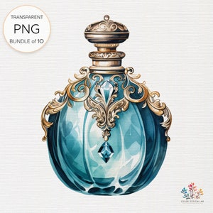 Watercolor Vintage Perfume Bottles, Classic Fragrance Design, Elegant ...