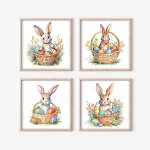 Easter Bunny Basket Clipart Set, 8 High-resolution Pngs, Commercial Use ...