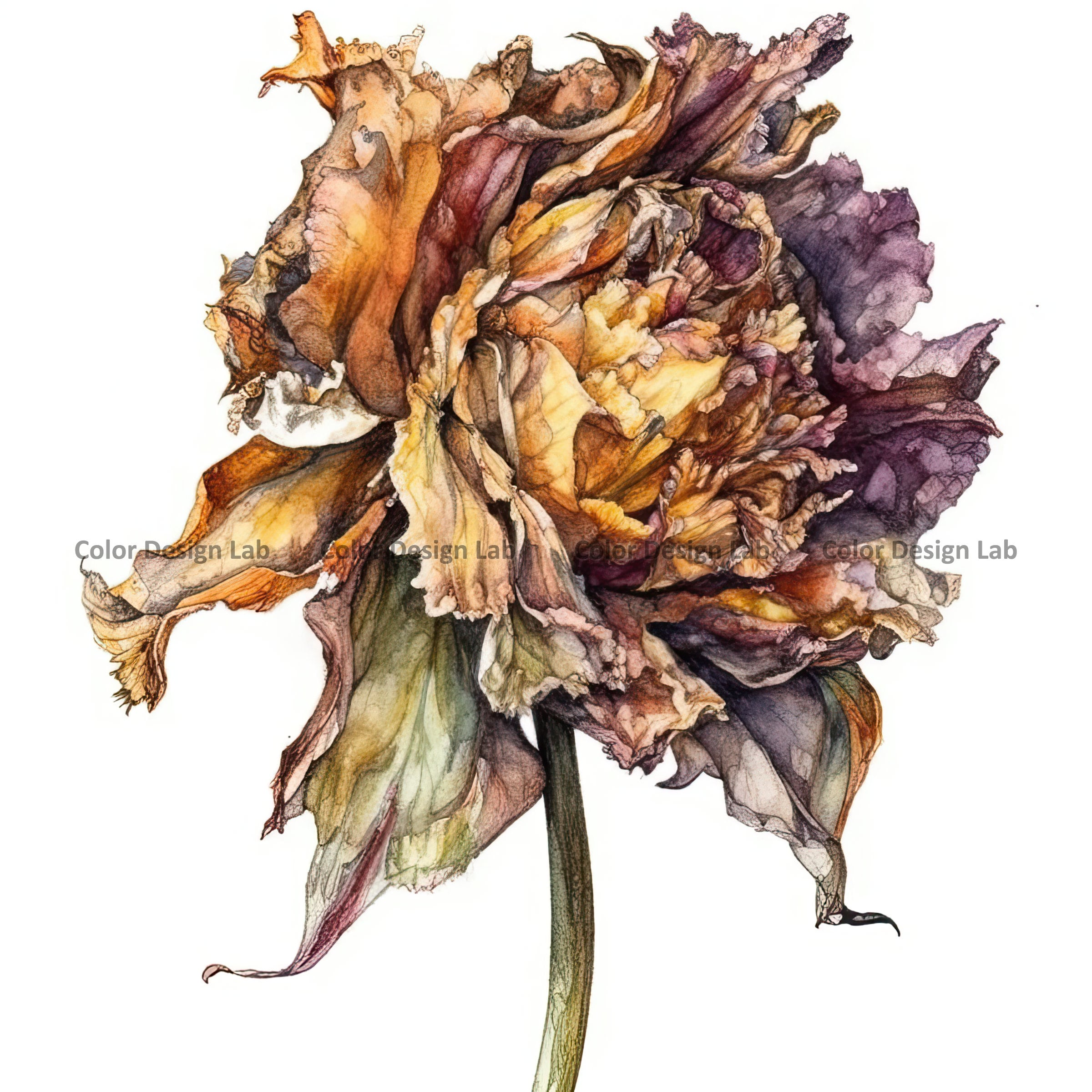 Wilted Flower Clipart - Set of 12 High-quality Floral PNG - Digital ...