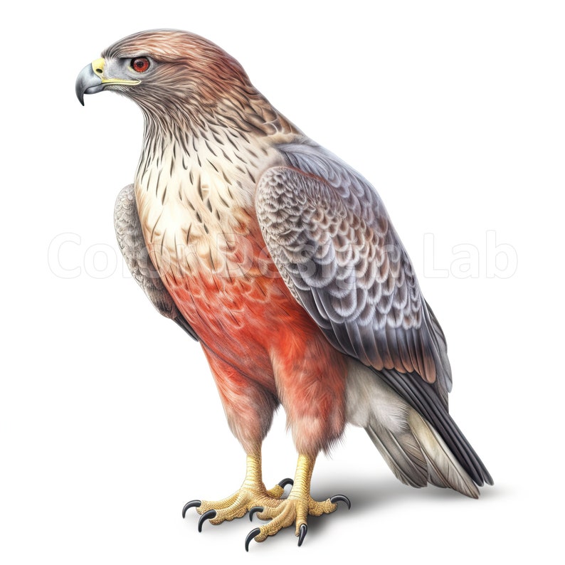 Red-tailed Hawk Clipart Red-tailed Hawk Set of 8 Printable - Etsy