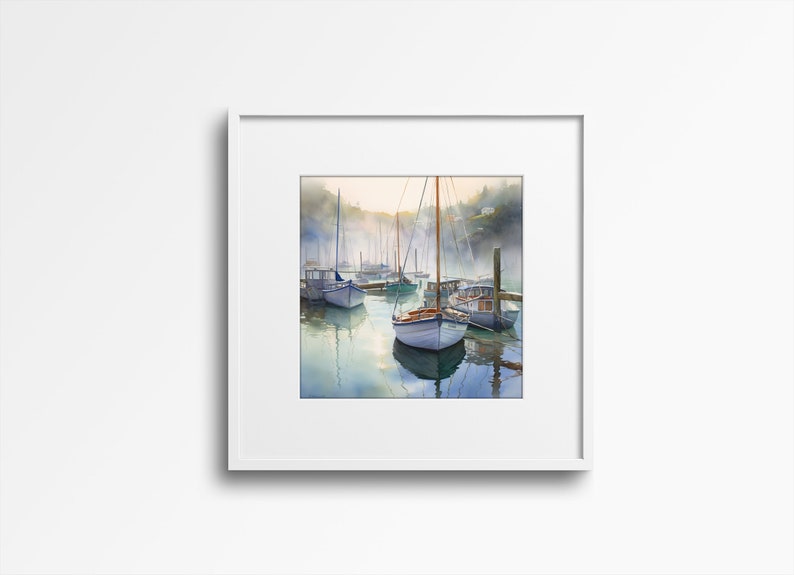 Misty Harbor Morning Printable Wall Art Download, Misty Harbor Set of 4 ...