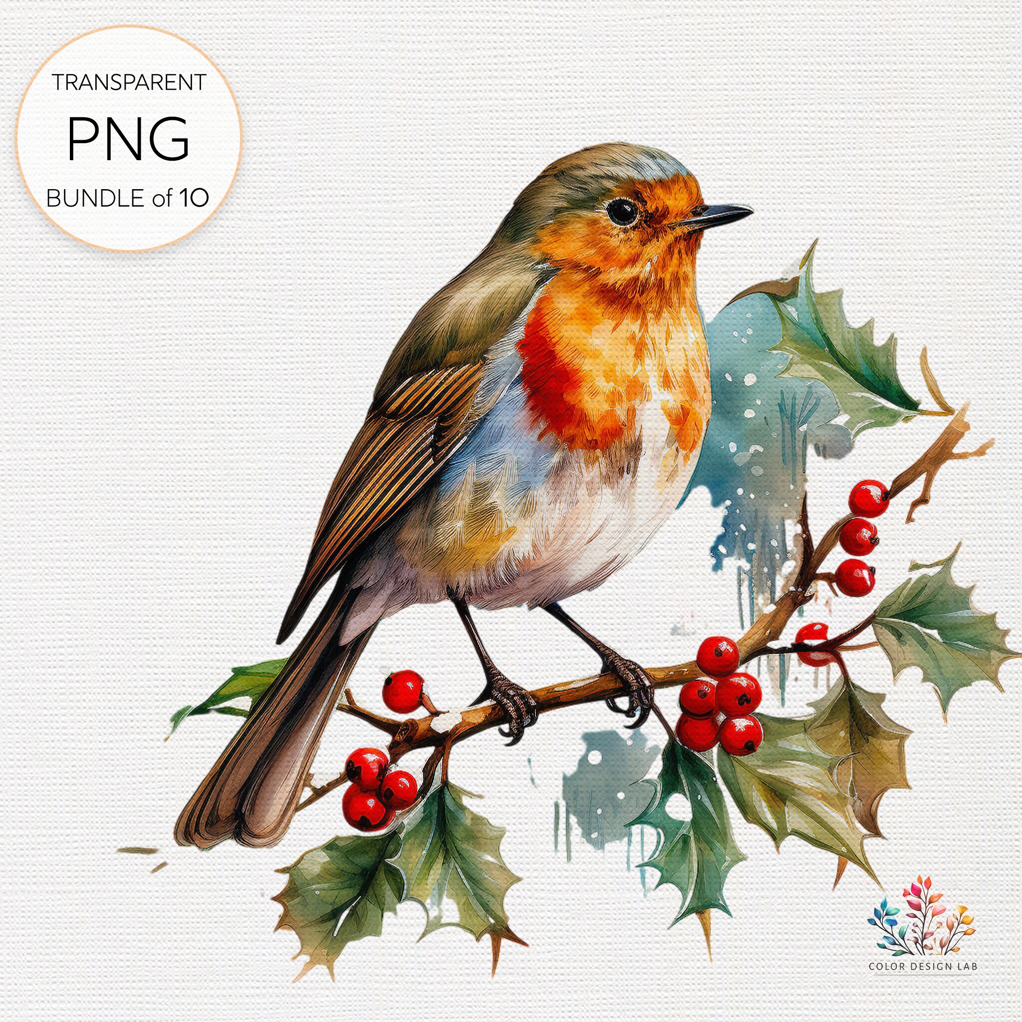 Christmas Robin Clipart: Winter Holiday Charm Vibrant Red-breasted ...