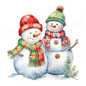 Christmas Snowmen Clipart Set, 8 High-resolution Pngs, Digital Download ...