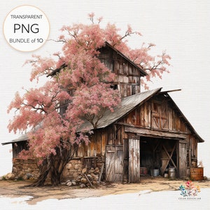 Old Barn Clipart: Rustic Countryside Charm Captured in Detailed ...