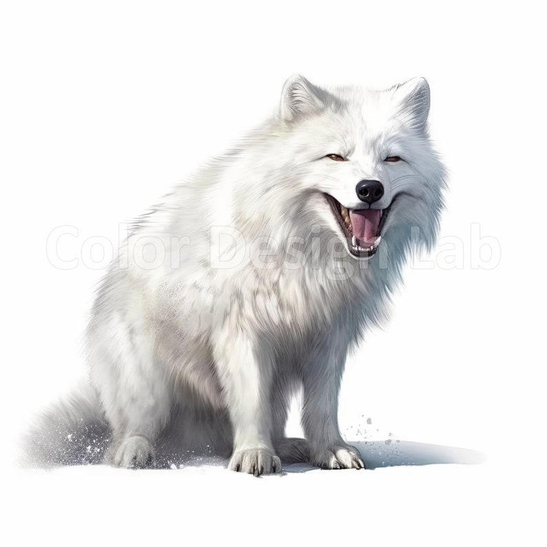 Happy Arctic Fox Clipart - Set of 8 Printable Art PNG, Digital Download ...