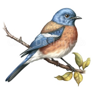Eastern Bluebird Art Printable Clipart - Set of 8 High-quality Art PNG ...