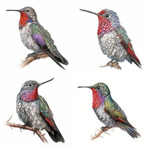 Anna's Hummingbird Clipart Bundle - Set of 8 Art Printables, Commercial ...