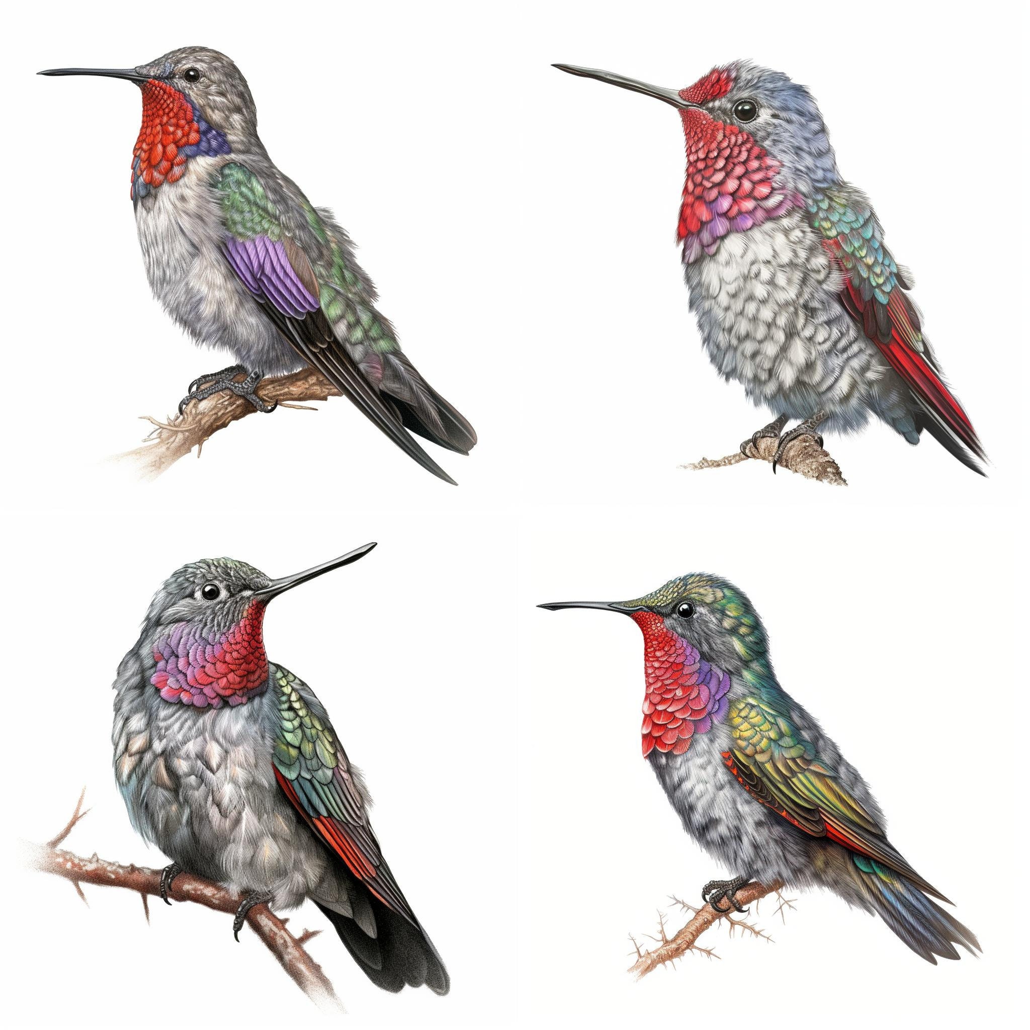Anna's Hummingbird Clipart Bundle Set of 8 Art - Etsy