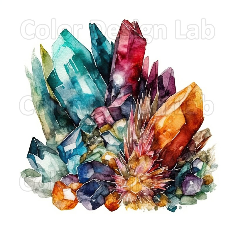 Colourful Crystal Printable Clipart Gemstone Set of 8 PNG - Etsy