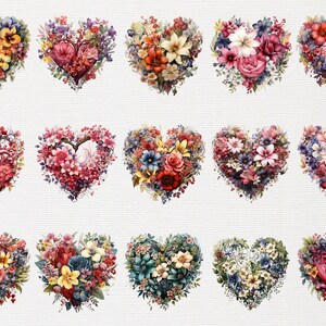 Floral Heart Clipart Bundle of 36 Quality Transparent Floral Heart ...