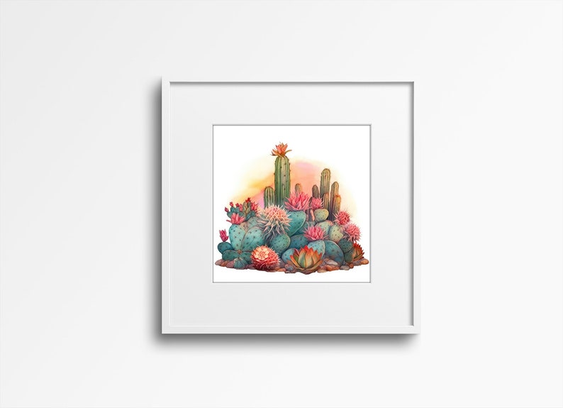 Sunset Cacti Printable Clipart Set 8 High-resolution Pngs - Etsy