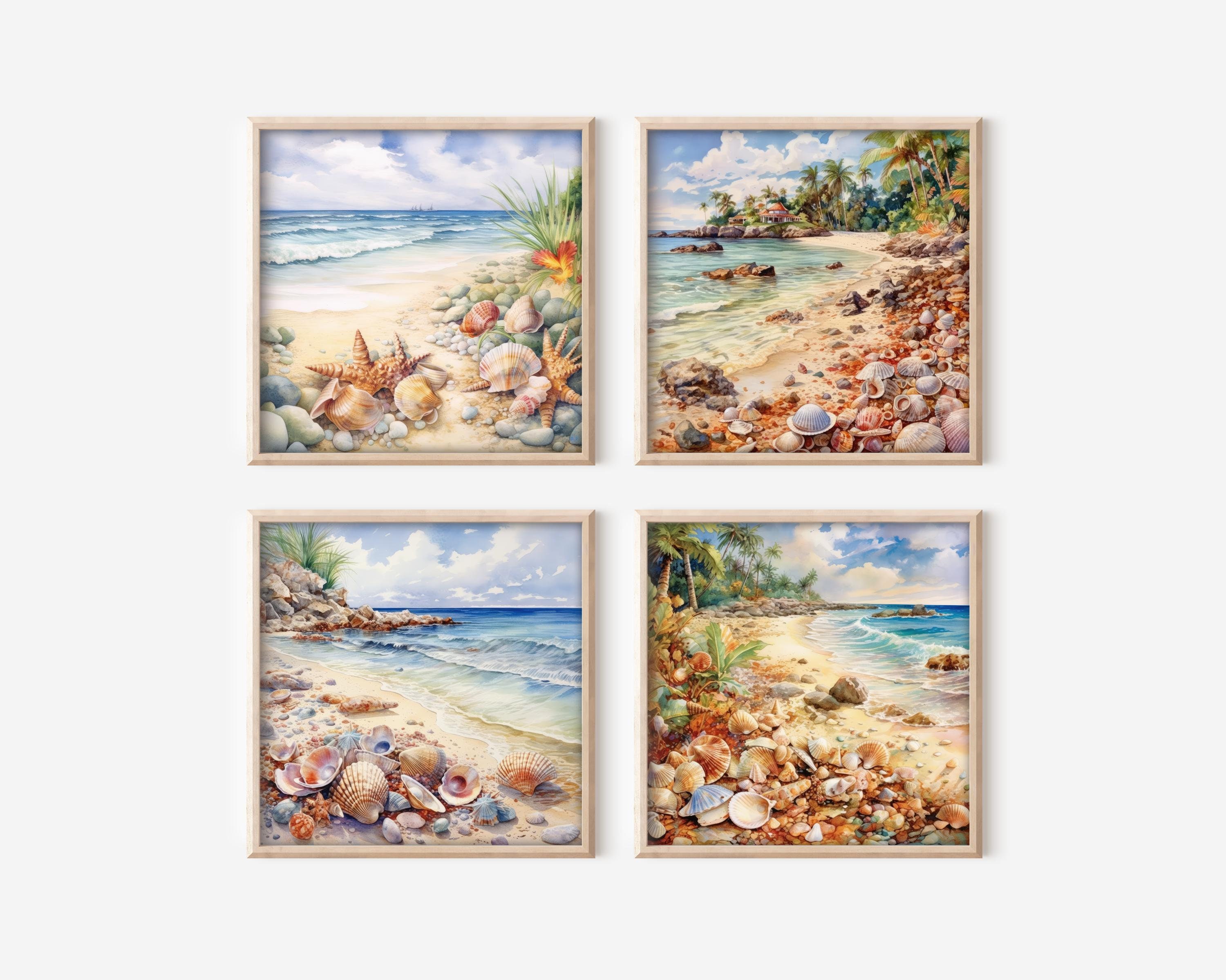 Seashell-strewn Tropical Beach Printable Art Set 8 High - Etsy