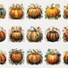 Boho Pumpkin Clipart Bundle of 36 Quality Transparent Watercolor Png ...