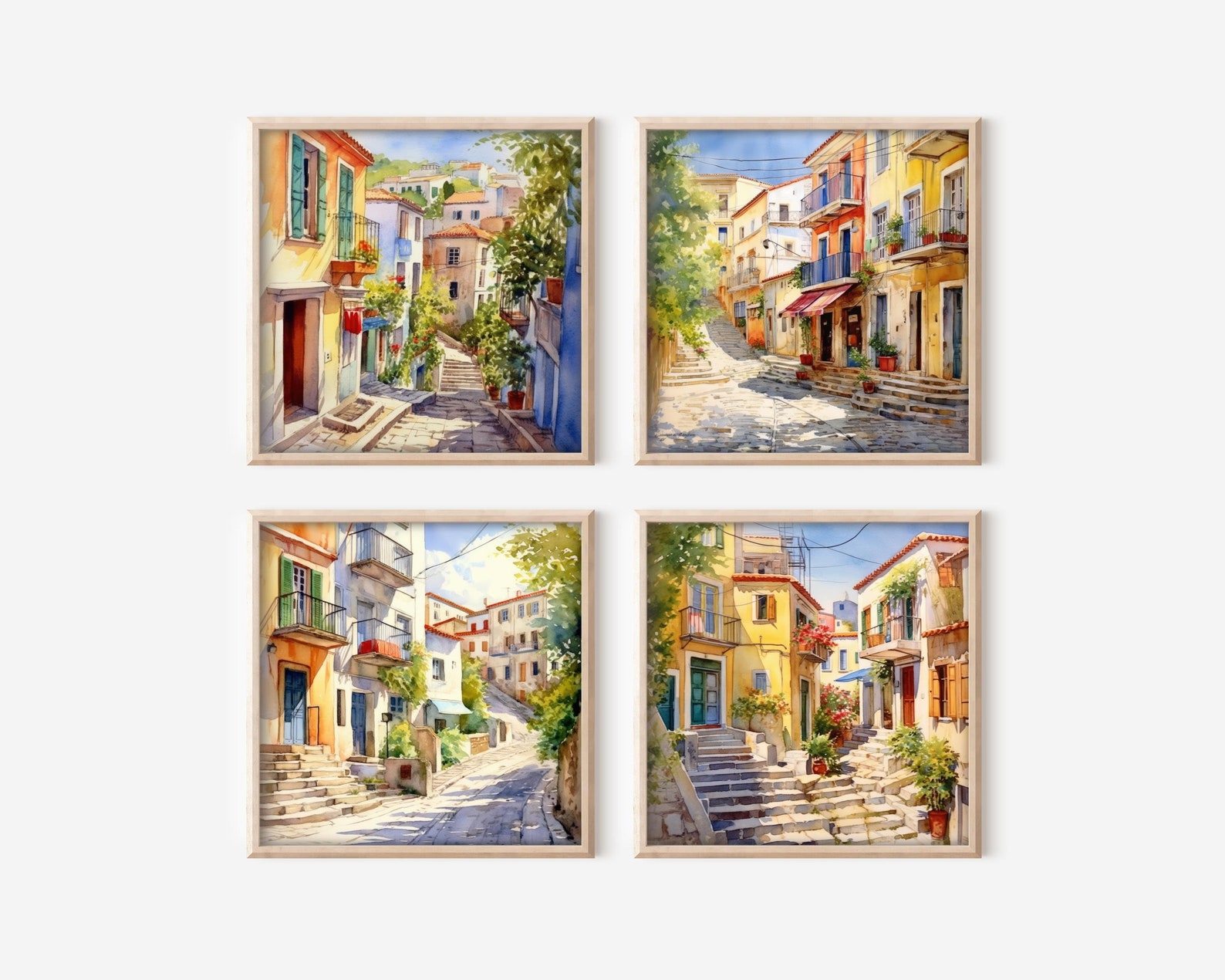 Plaka District, Athens, Greece Printable Wall Art Download, Set of 8 ...