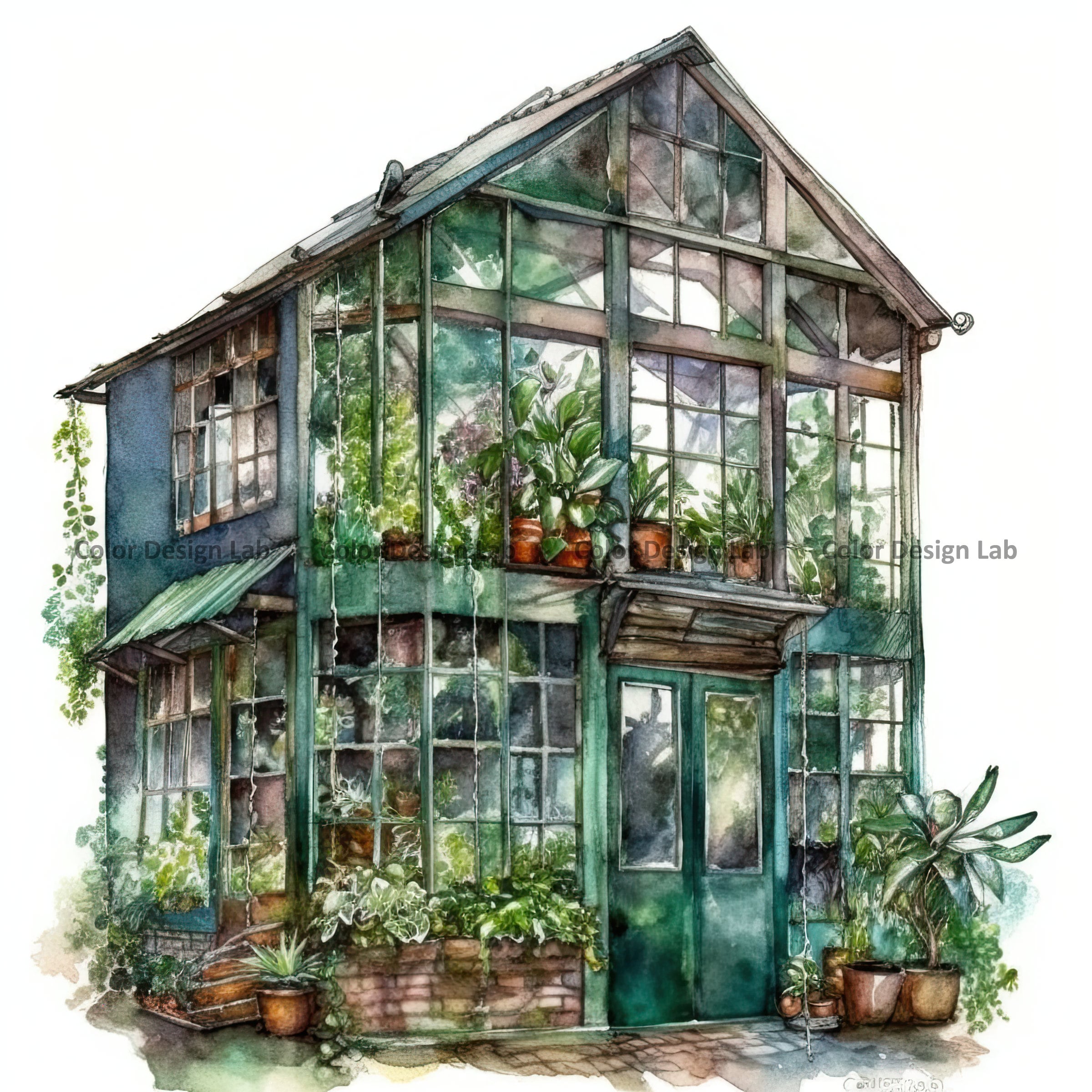 Green House Clipart 8 PNG Set Digital Download Perfect for - Etsy
