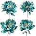 Flower Teal Clipart - Set of 12 High-quality Floral PNG - Digital ...