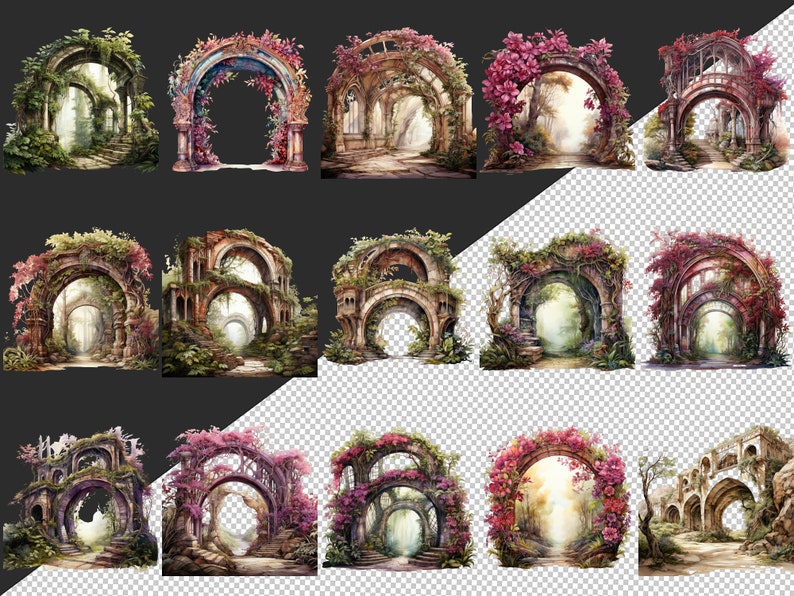 Boho Arch Clipart Bundle of 36 Quality Transparent Watercolor - Etsy