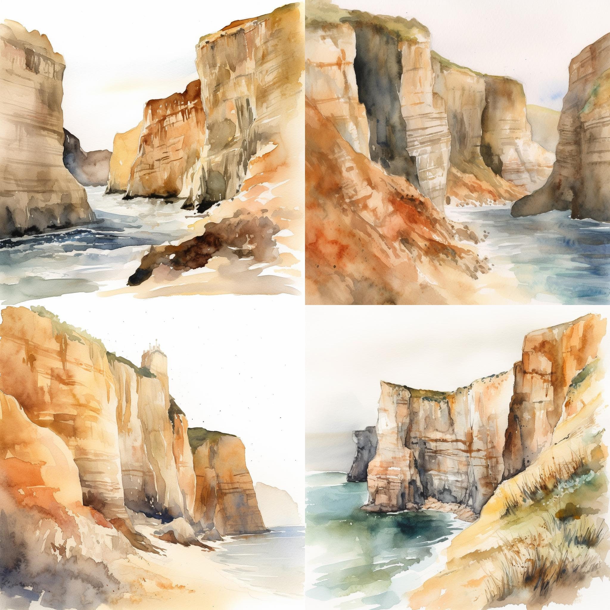 Windswept Cliffs Clipart, Set of 8 Printable Art Pngs, High-resolution ...
