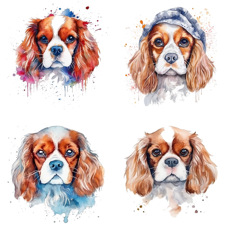Cavalier King Charles Spaniel Watercolor Art Print, Digital Download ...