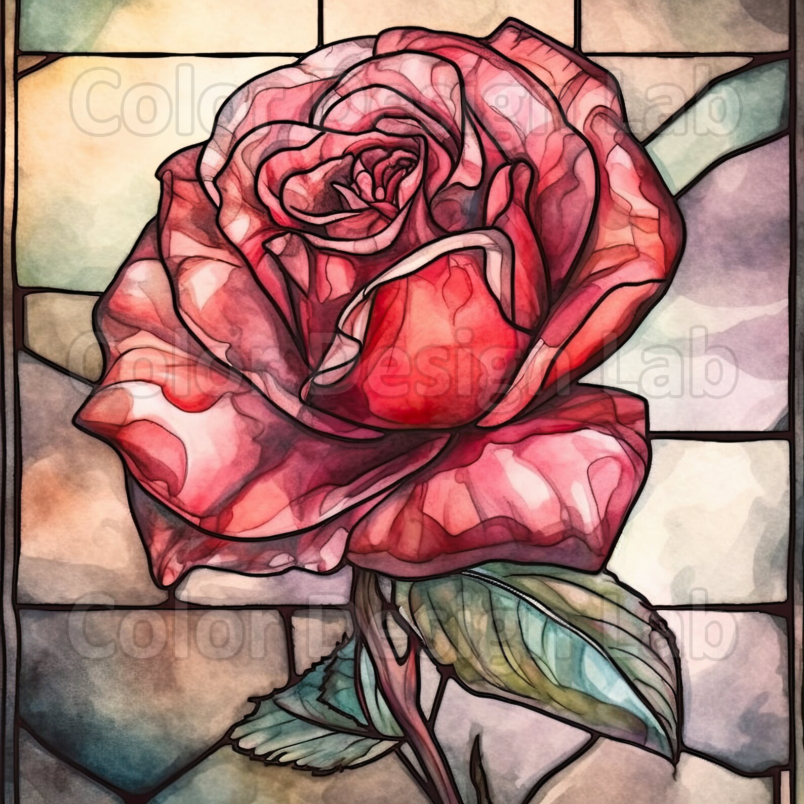 Stained Glass Rose Clipart Set of 8 PNG - High Quality, Digital ...
