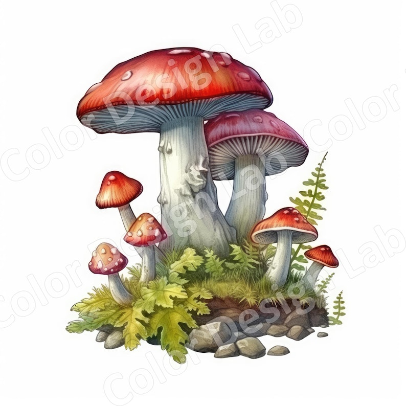 Forest Mushroom Clipart Set of 8 High-resolution PNG Art - Etsy