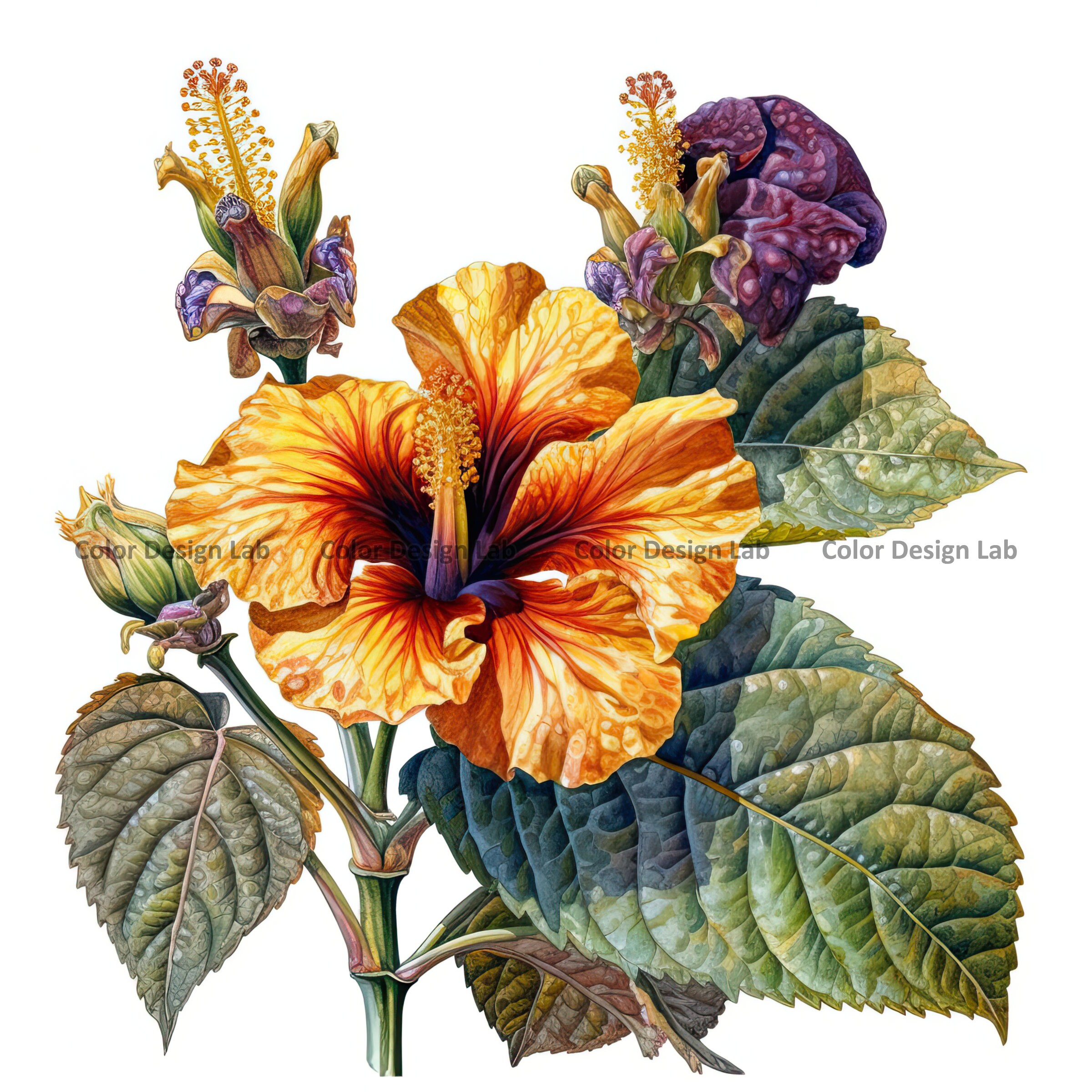 Hibiscus Flower Clipart Set of 12 High-quality Floral PNG - Etsy