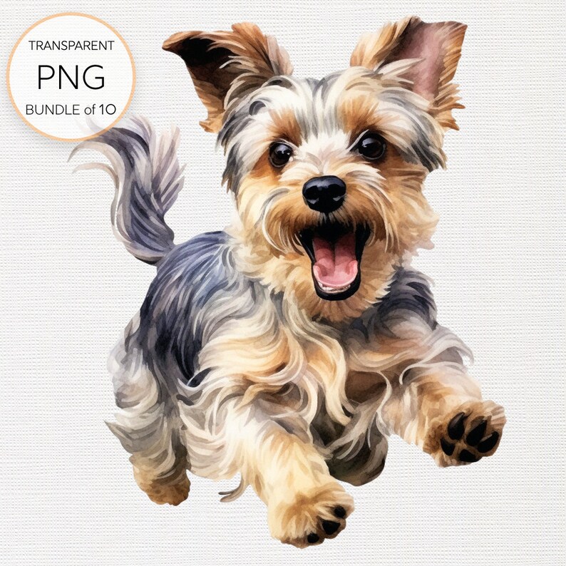 Yorkie Prancing Clipart Dog Clip Art Pet Clip Art Cute - Etsy