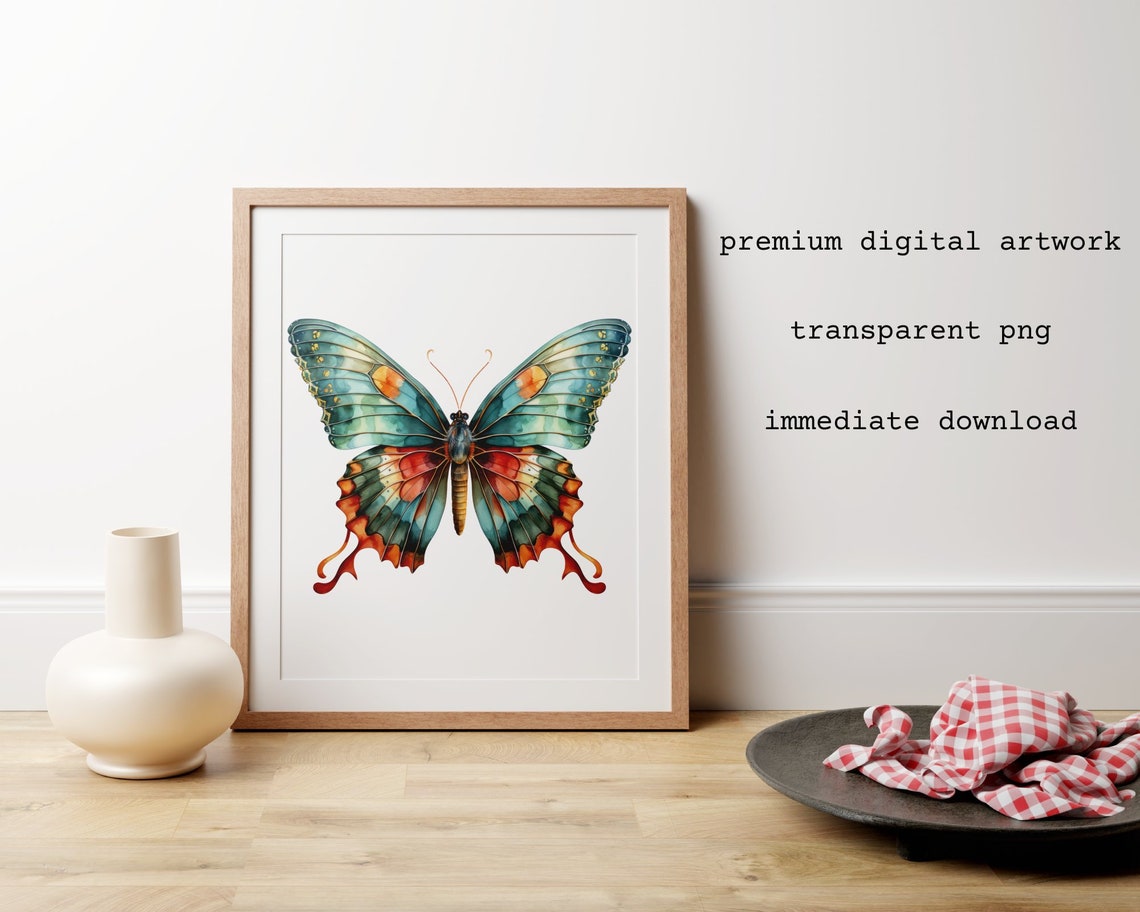 Boho Butterfly Clipart Bundle of 36 Quality Transparent Watercolor Png ...
