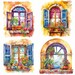 Watercolor Mediterranean Window Art, Scenic View Design, Sunlit Seaside ...