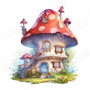 Toadstool House Clipart Set, 8 High-resolution PNG Images, Instant ...