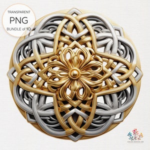 Silver and Gold Celtic Knot Clipart - Mystical Intricate Design Element ...