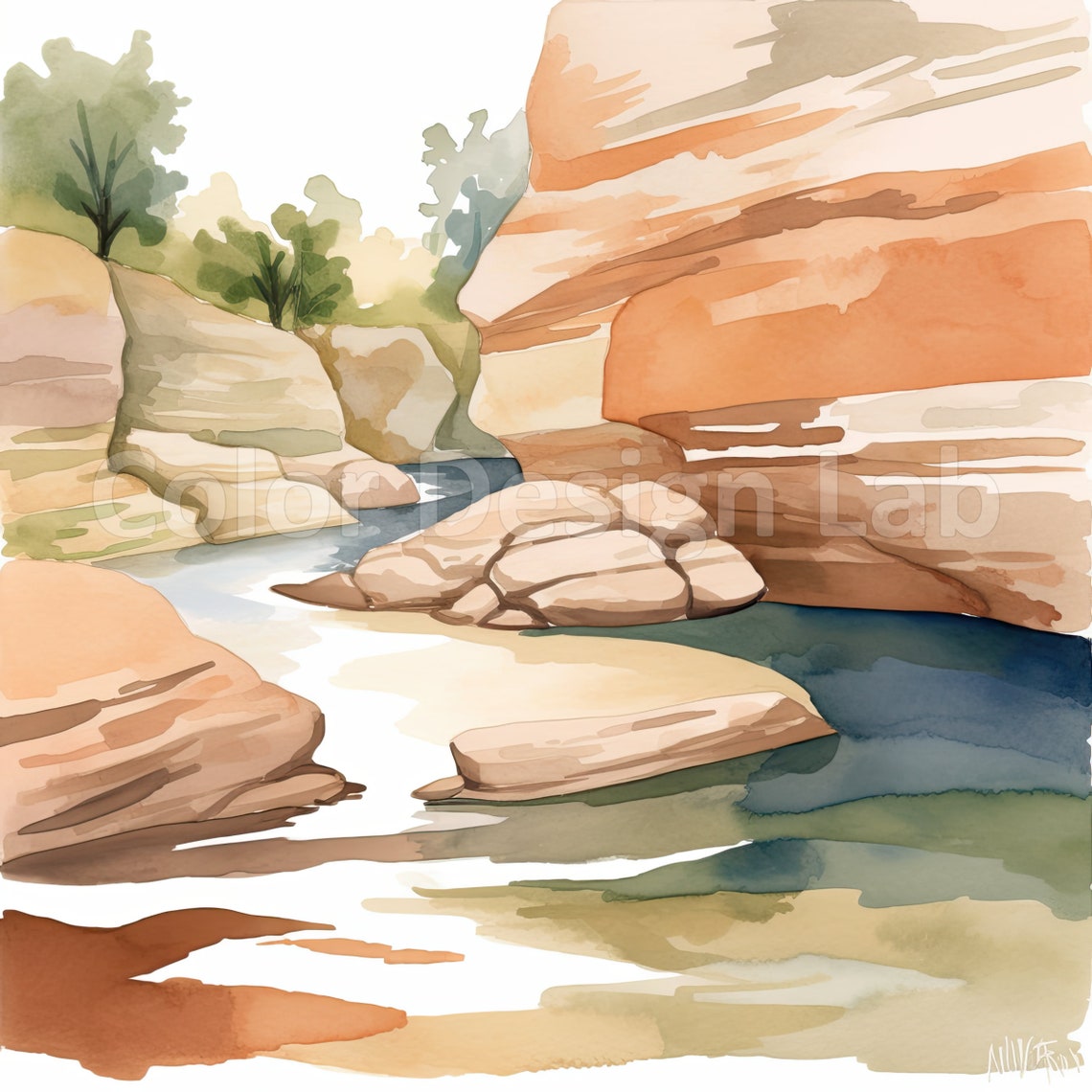 Tranquil River Printable Clipart - 8 Piece PNG Set, Instant Digital ...