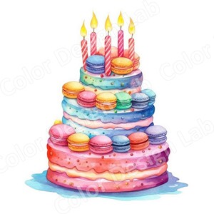 Colorful Birthday Cake Clipart Set 8 High Resolution PNG - Etsy