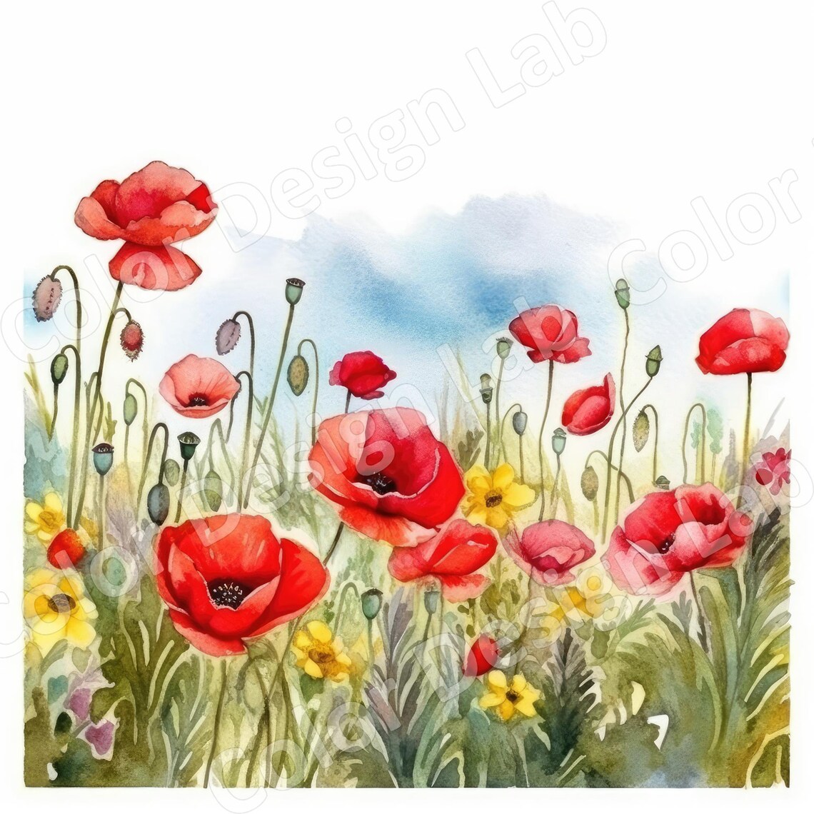 Field of Poppies Printable Clipart Set - 8 High-resolution PNG Images ...