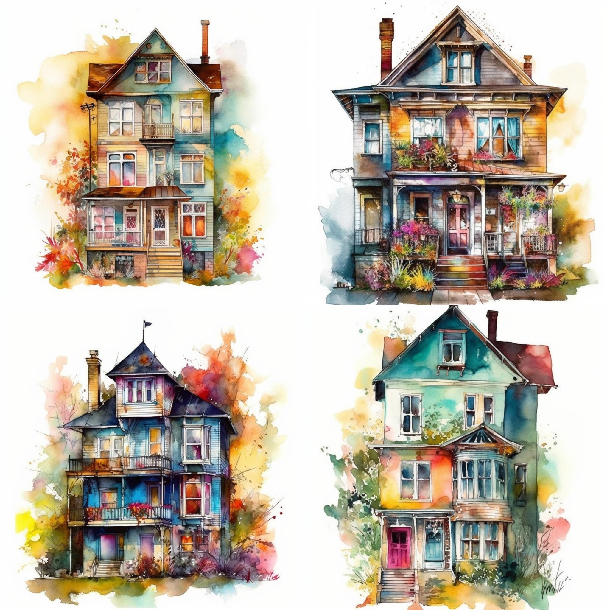 Dream House Clipart Set of 8 High-resolution House PNG - Etsy