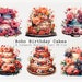 Boho Birthday Cake Clipart Bundle of 36 Quality Transparent Watercolor ...