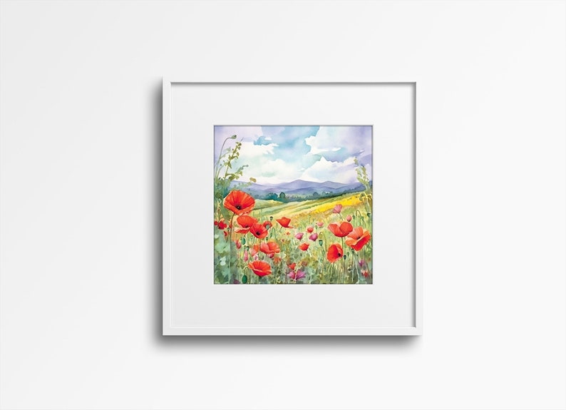 Field of Poppies Printable Clipart Set 8 High-resolution PNG - Etsy