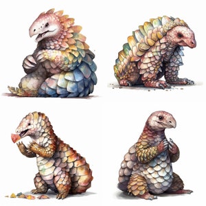 Happy Pangolin Clipart Bundle - Set of 8 Cute Animal PNG, Commercial ...
