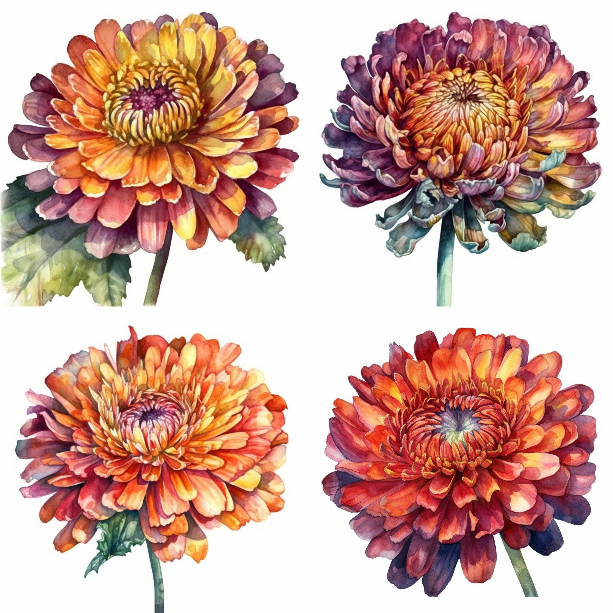 Mum Flower Clipart Set of 12 High-quality Chrysanthemum - Etsy