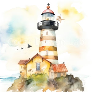 Whimsical Lighthouse Printable Clipart - Set of 8 High-quality ...