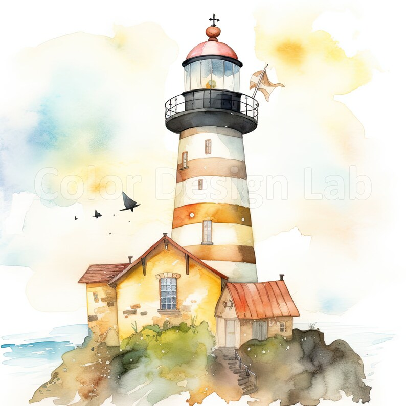 Whimsical Lighthouse Printable Clipart Set of 8 High-quality - Etsy