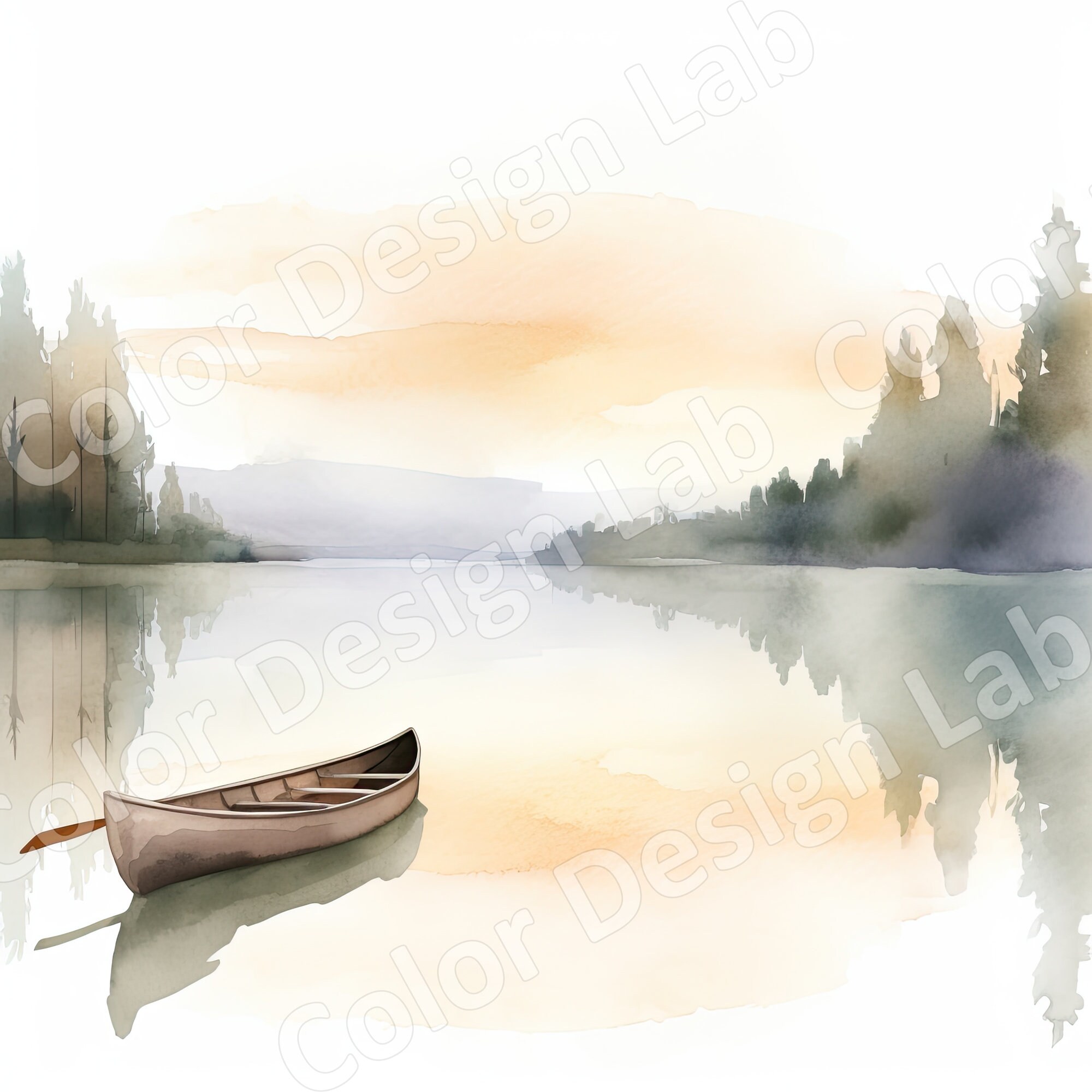Serene Canoe Lake Printable Set of 8 Images, High-resolution Digital ...