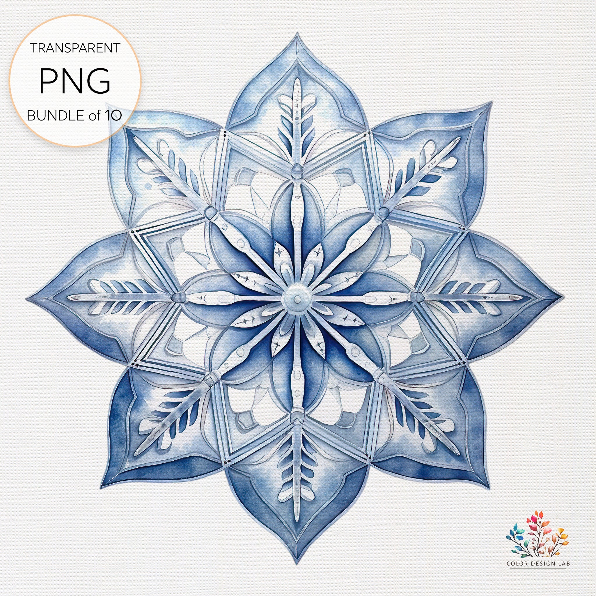 Snow Flake Pattern Watercolor Clipart Image, Wintry Design, Frosty ...