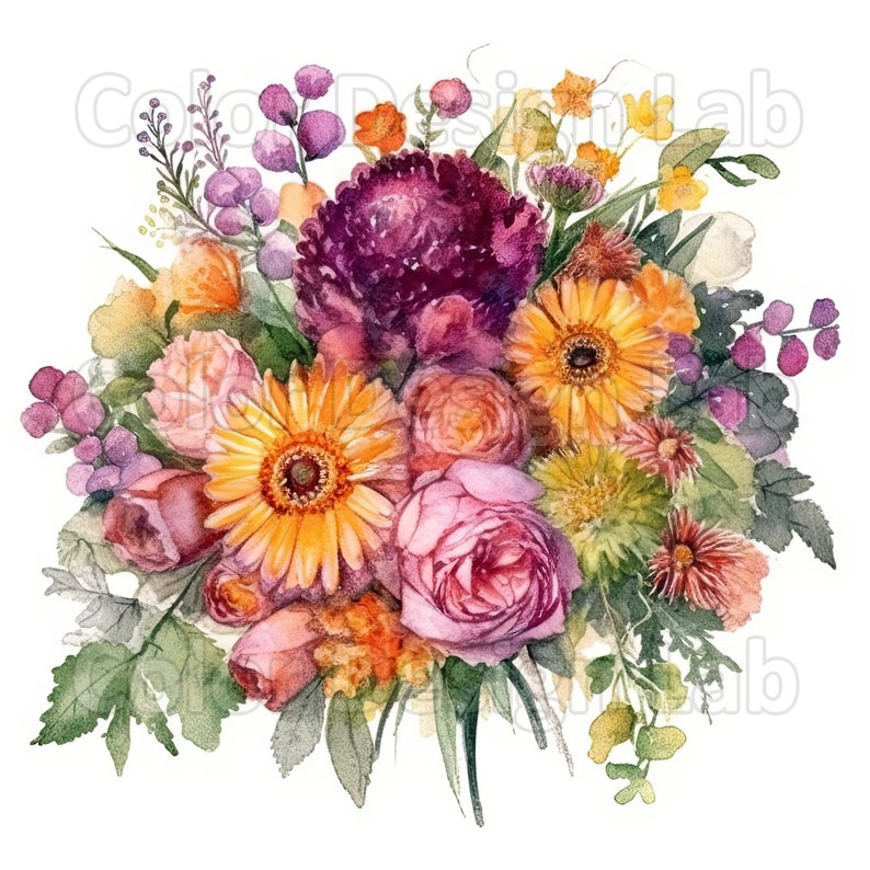 Wedding Flowers Clipart Set of 8 PNG Florals High-resolution - Etsy