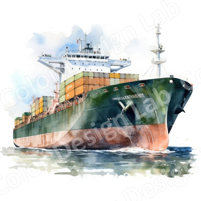 Cargo Ship Download Printable Clipart Set of 4 - Etsy