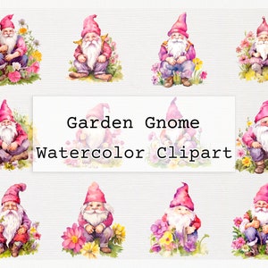 Watercolor Garden Gnome Clipart: Commercial License (digital Download ...