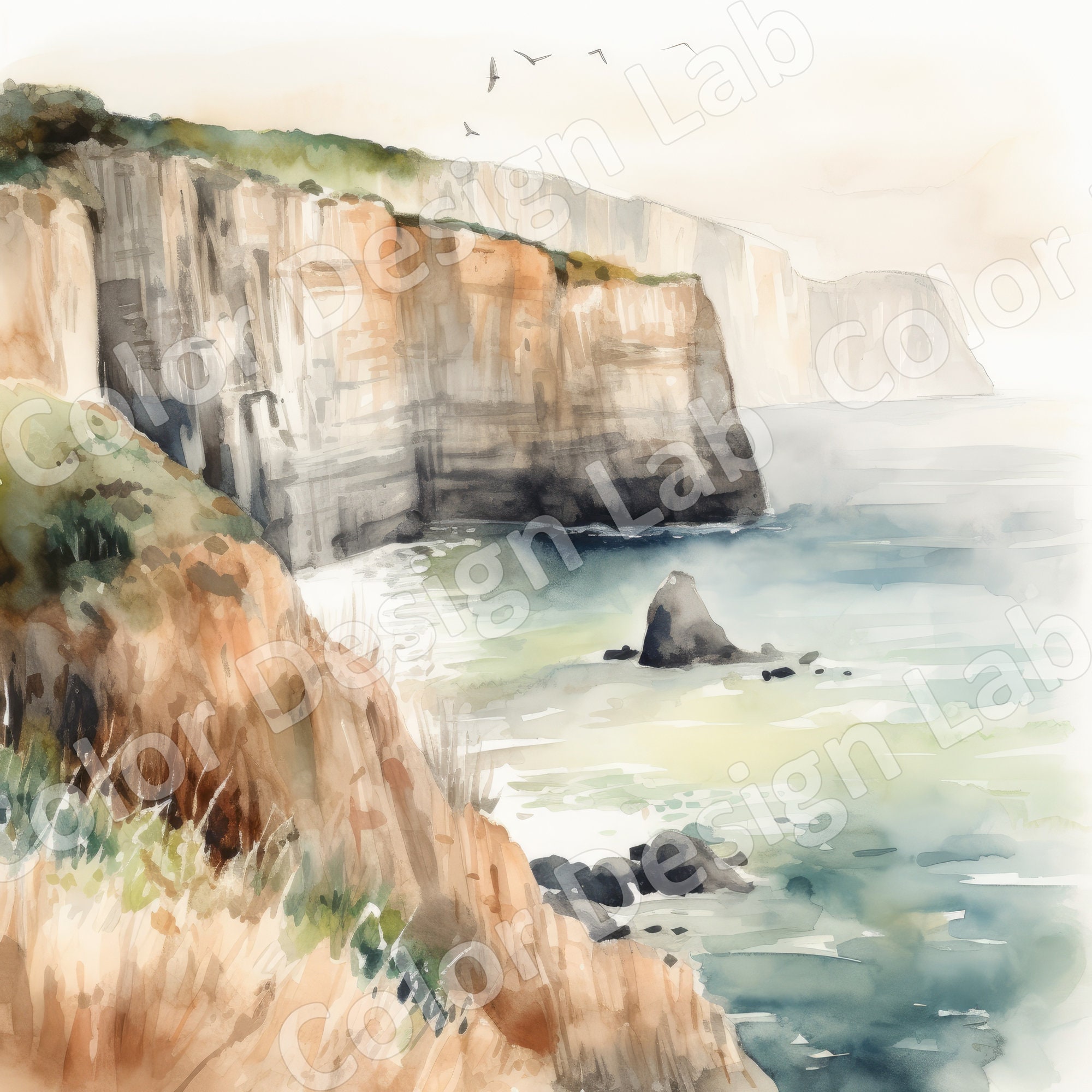 Soaring Coast Cliffs Printable Clipart 8 High-resolution - Etsy