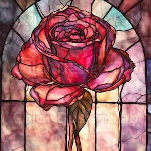 Stained Glass Rose Clipart Set of 8 PNG - High Quality, Digital ...