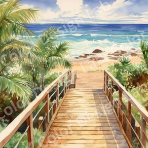 Tropical Beach Boardwalk Clipart Set, 8 High-resolution PNG Artwork ...